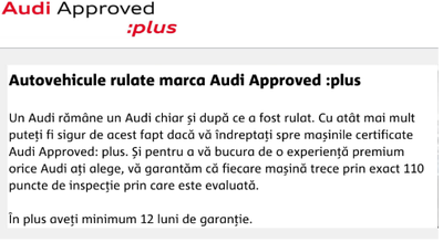 Autovehicule rulate marca Audi Approved :plus | Das WeltAuto®